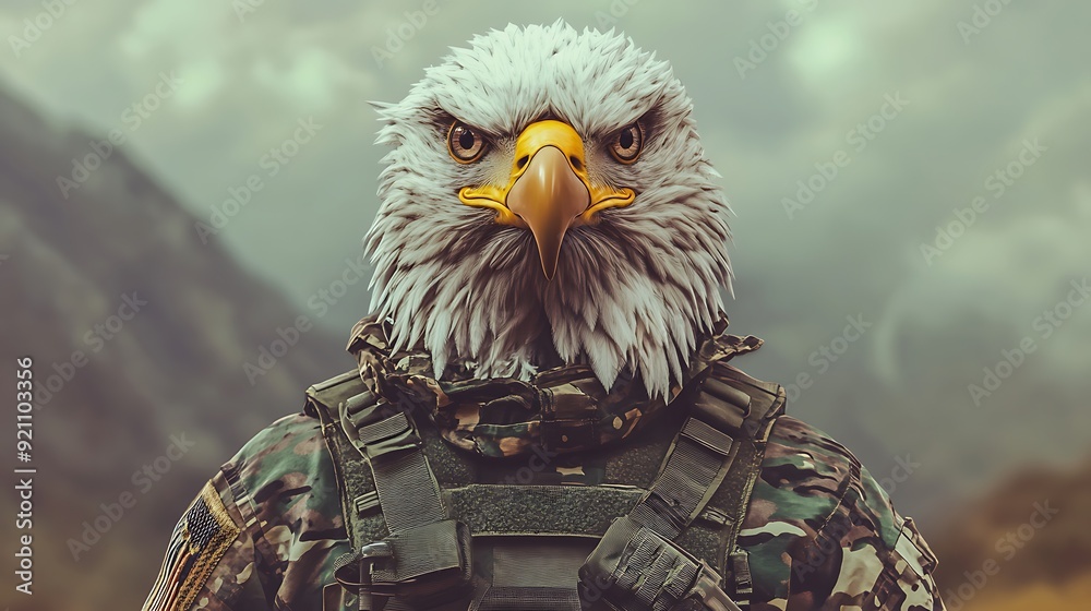 Majestic Eagle Warrior in Heroic Soldier Uniform: Symbol of Strength ...