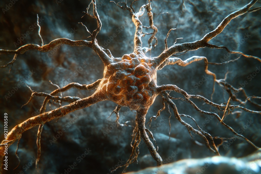 Structure of a neuron with dendrites and axon, high resolution ...