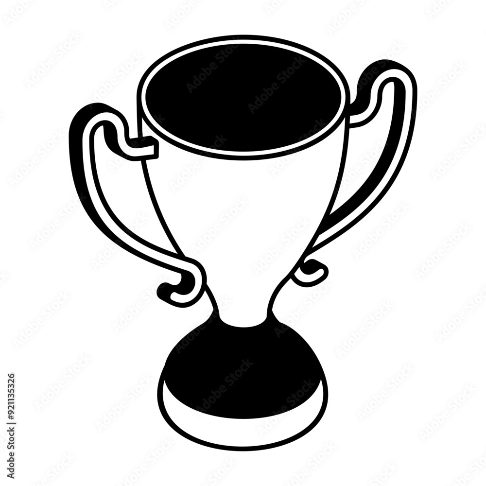 open top trophy vector icon design, token of recognition symbol ...