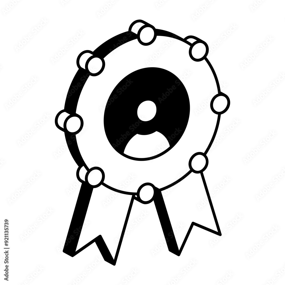Ribbon Badge Employee of the Month Awards vector icon design, token of ...