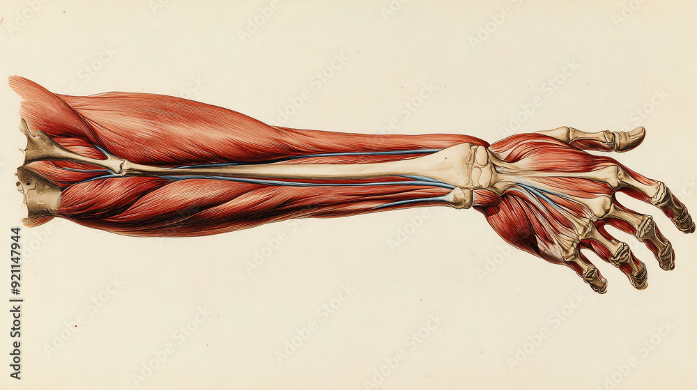 Anatomical cross-section of the human forearm showing radius, ulna, and ...