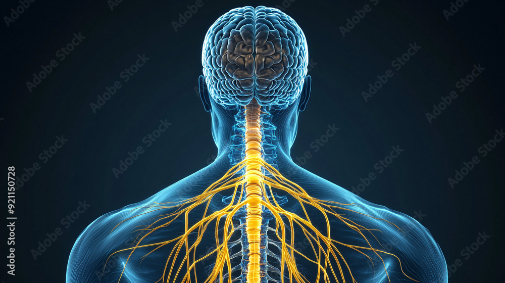 Nervous system of the human body with a focus on the central and ...