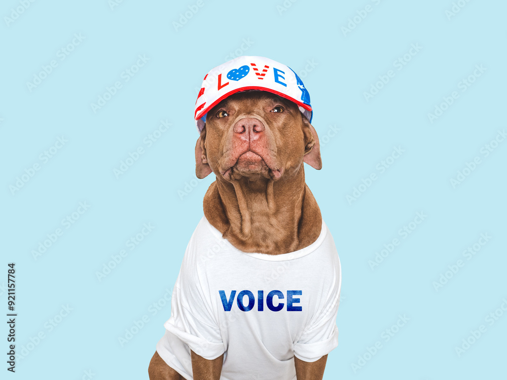 US Elections. Presidential Election 2024. Adorable dog and American ...