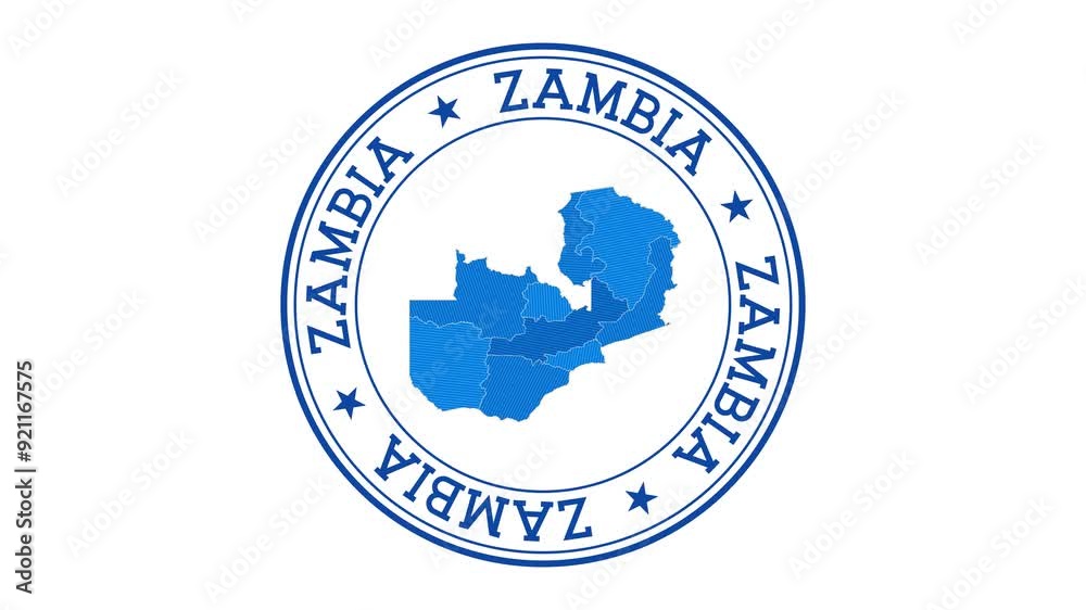 Zambia intro. Badge with the circular name and map of country. Zambia ...