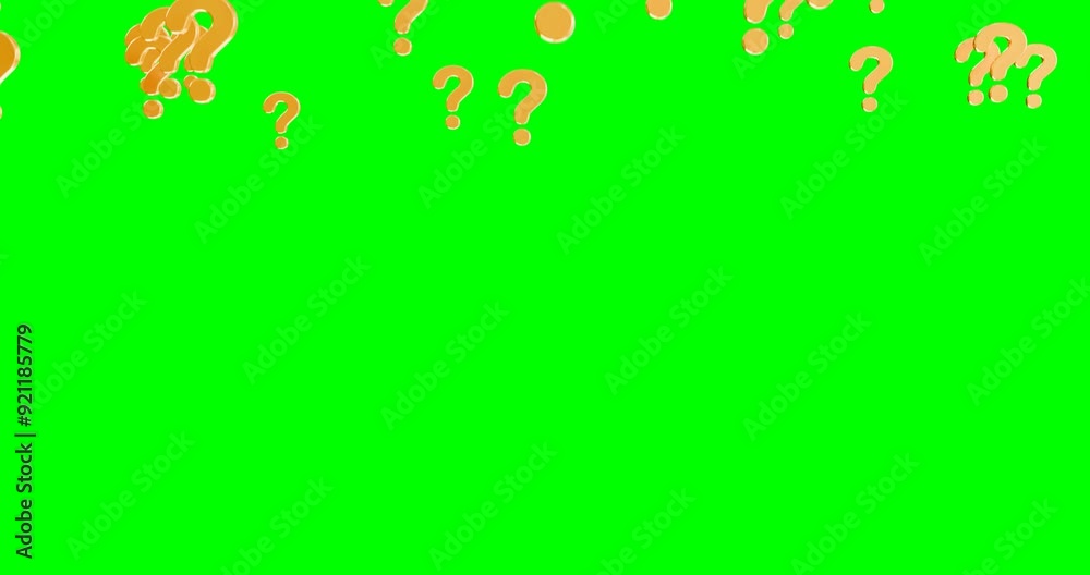 3D animation of Question mark symbols falling down - Green screen video ...