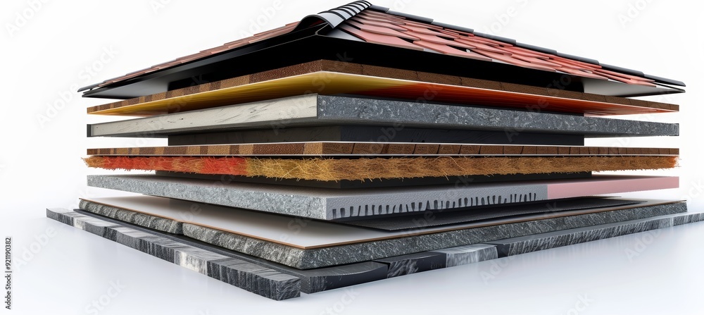 Detailed Cross Section of Roof Insulation Layers Including Reflective ...