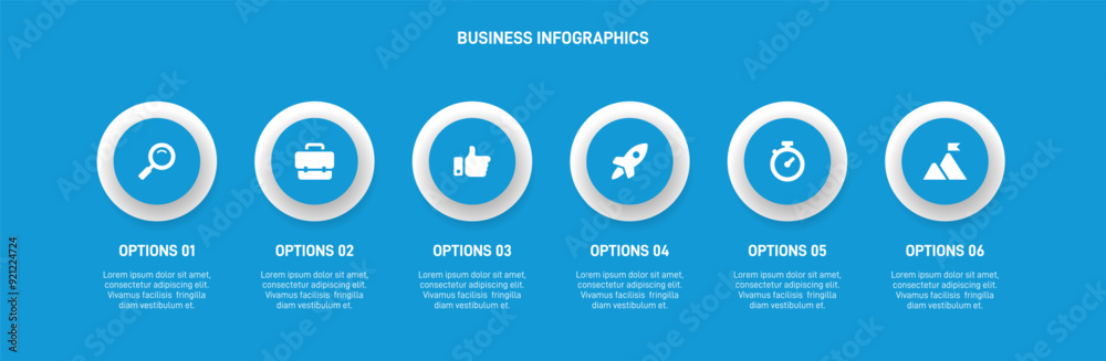 Horizontal progress bar featuring 6 arrow-shaped elements, symbolizing ...