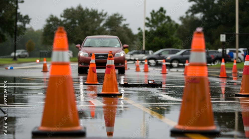 Defensive Driving Lesson with Car Navigating Through Obstacle Course ... Defensive Driving Lesson with Car Navigating Through Obstacle Course ...