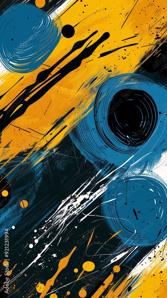 yellow blue background circles inspiring brush disconnected shapes ...