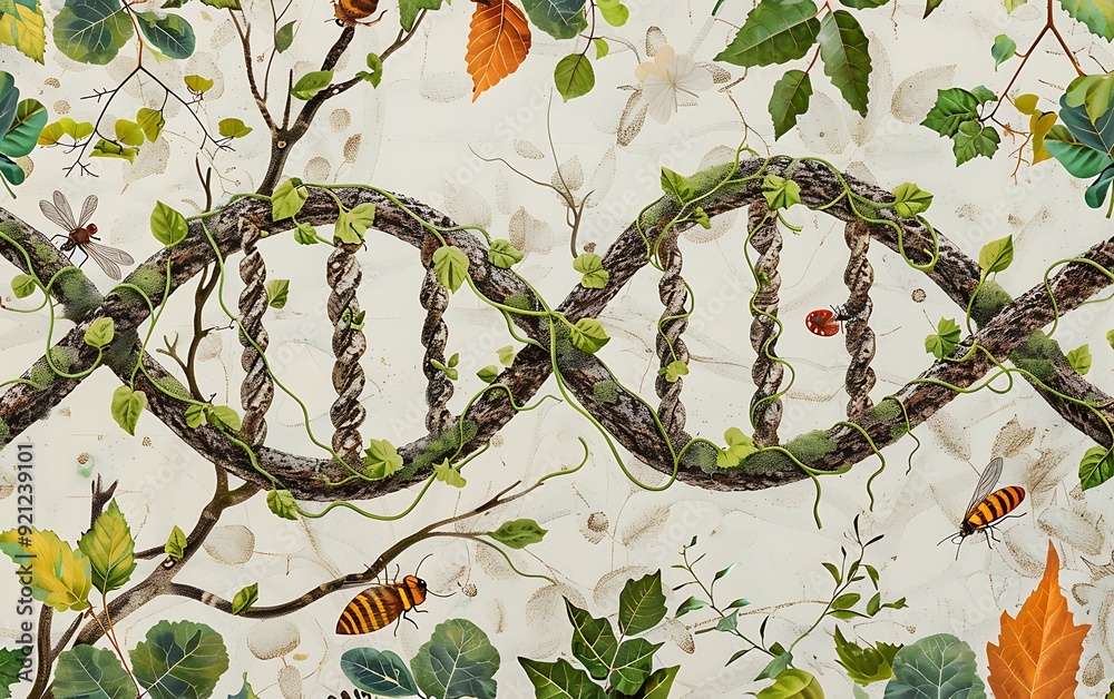 DNA Nature Symbol As A Dark Tree Forest Stock Photo | Adobe Stock
