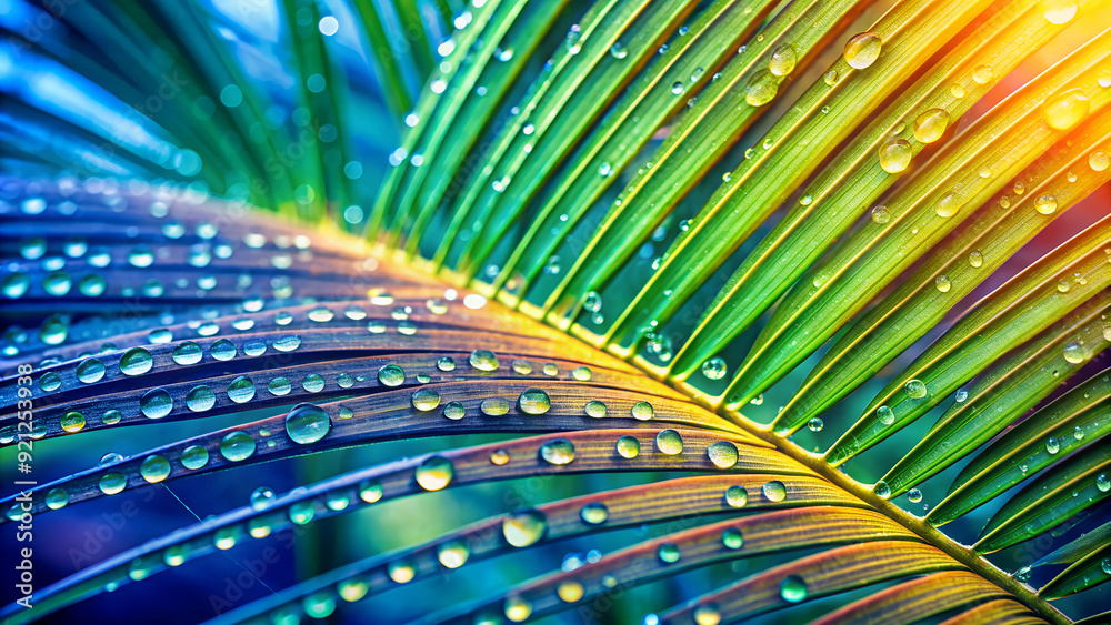 Nature background with abstract palm frond texture. The image shows a ...