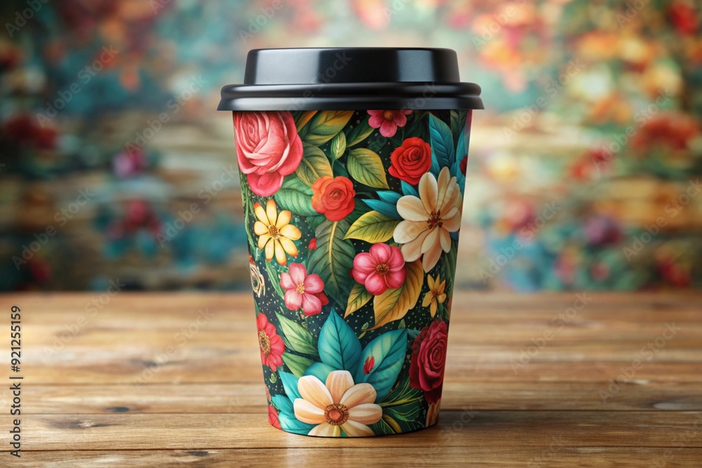 Vibrant floral-patterned single-use coffee cups perfect for takeaway ...