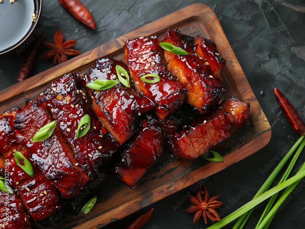 Char Siu. The most popular Chinese dishes. Cantonese barbecued pork ...