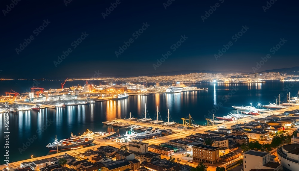 Port of Piraeus time-lapse, Greece Athens, day to night transition view ...