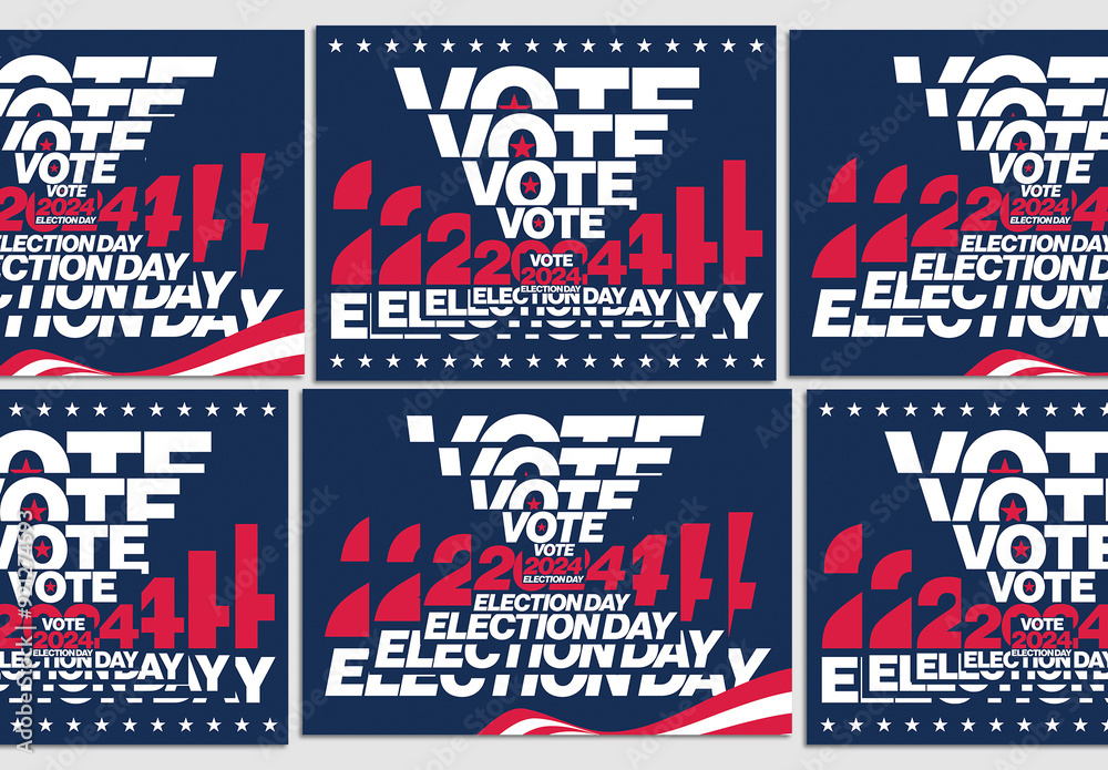 Set of Political Election Campaign Poster Layout Design in USA Stock ...