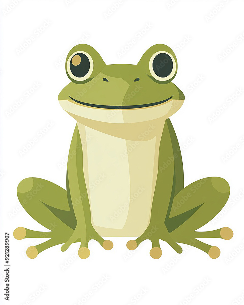typical swamp cartoon frog with big bug eyes in a 2.5d flat art style ...
