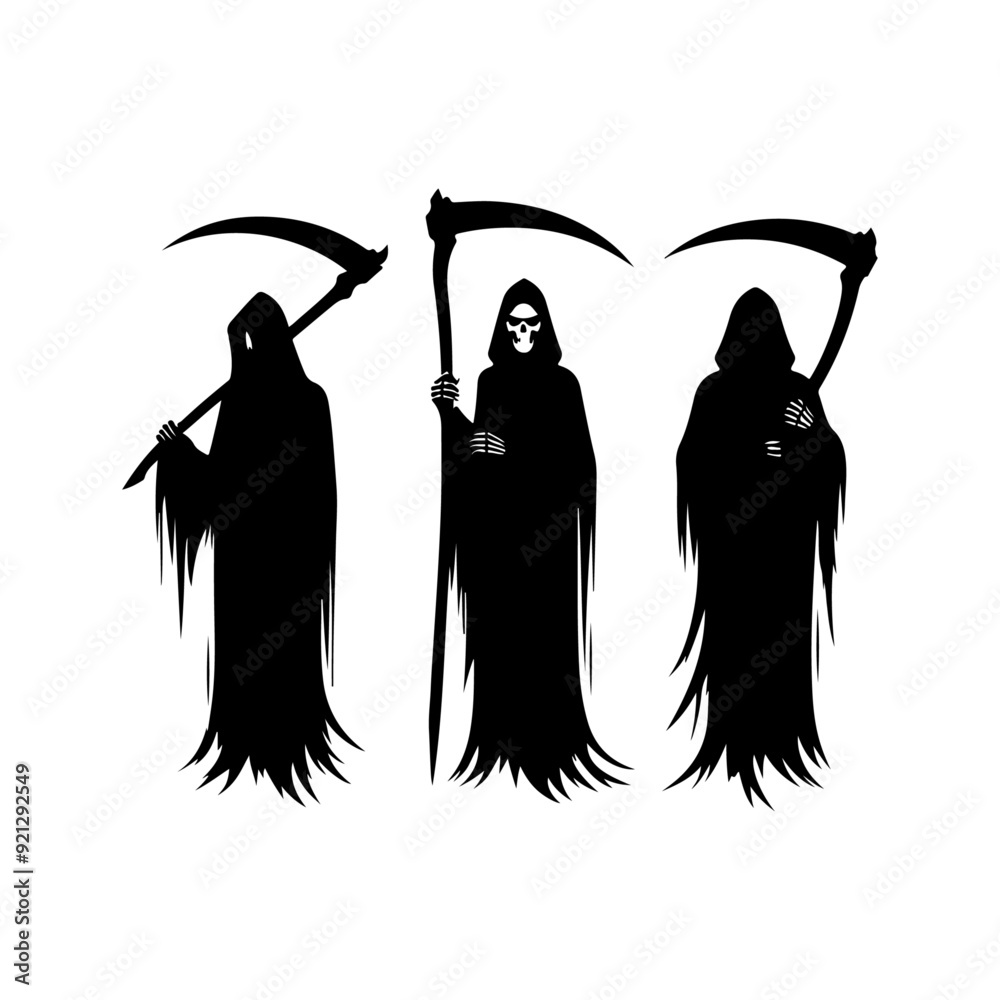 simple and minimal Harbingers of Darkness Grim Reaper Vector Silhouette ...