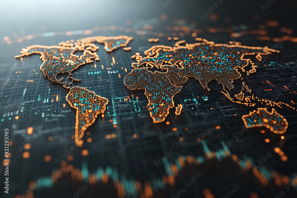 Vibrant 3D World Map with Dynamic Data Visualization and Colorful ...