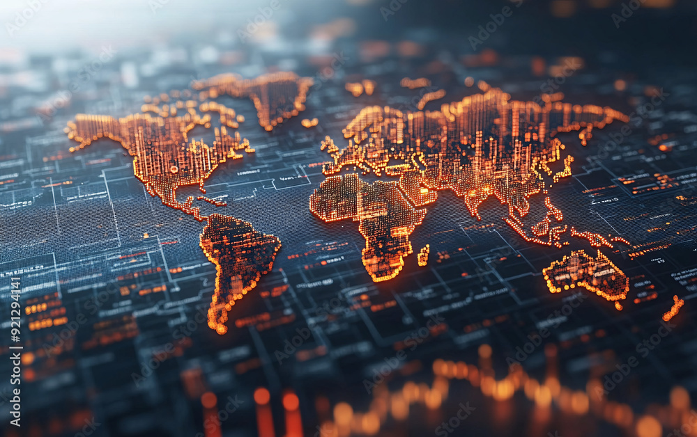 Vibrant 3D World Map with Dynamic Data Visualization and Colorful ...