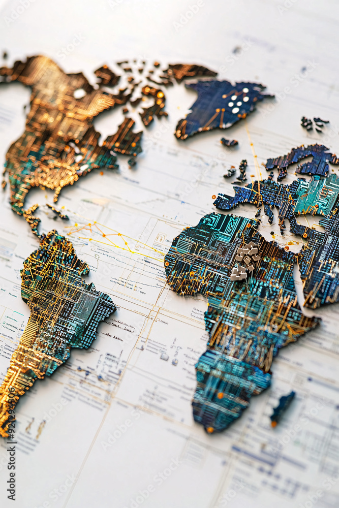 Vibrant 3D World Map with Dynamic Data Visualization and Colorful ...