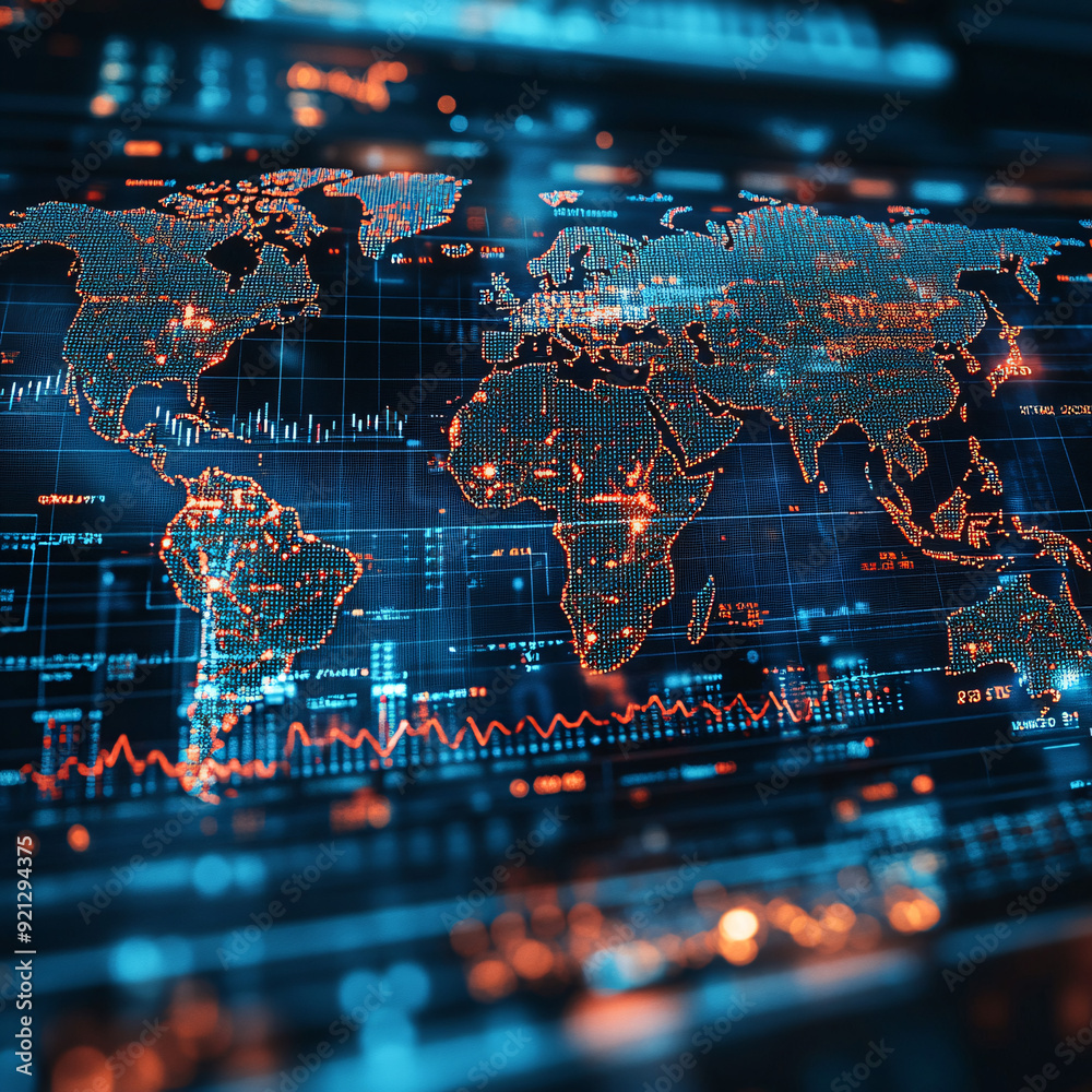 Vibrant 3D World Map with Dynamic Data Visualization and Colorful ...