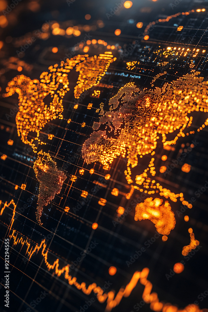 Vibrant 3D World Map with Dynamic Data Visualization and Colorful ...