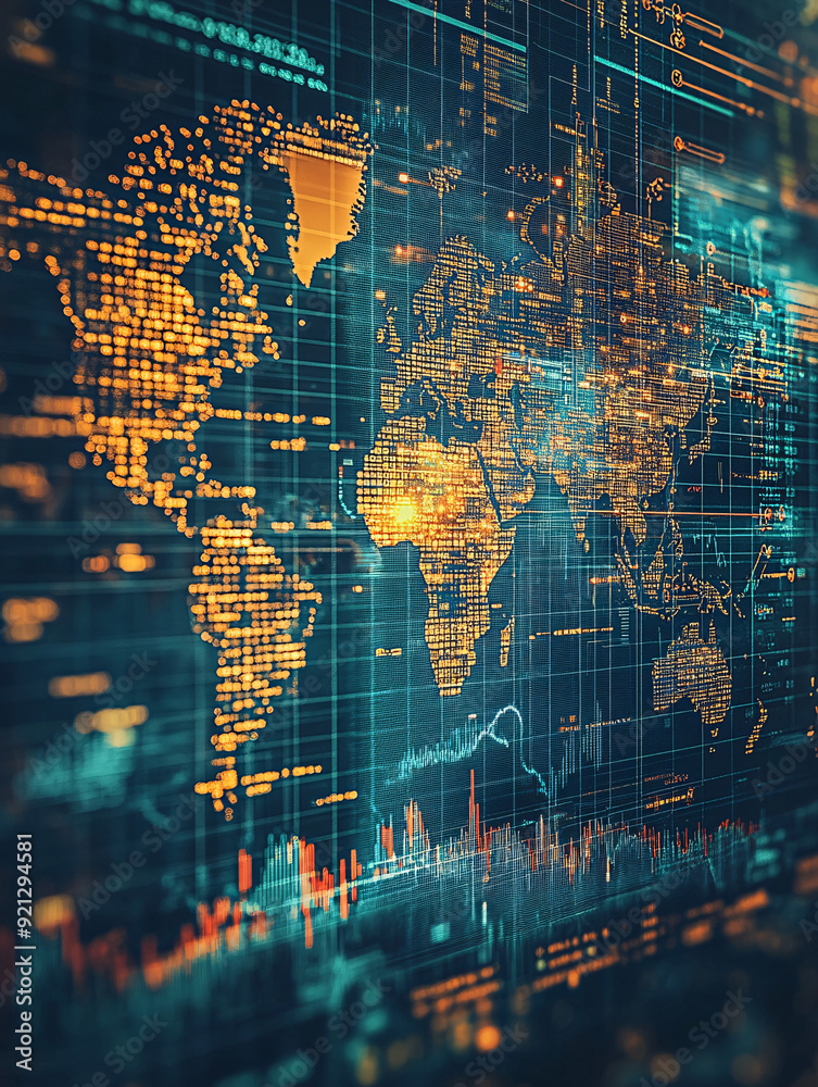 Vibrant 3D World Map with Dynamic Data Visualization and Colorful ...