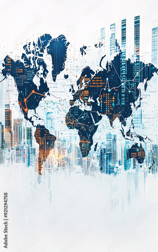 Vibrant 3D World Map with Dynamic Data Visualization and Colorful ...