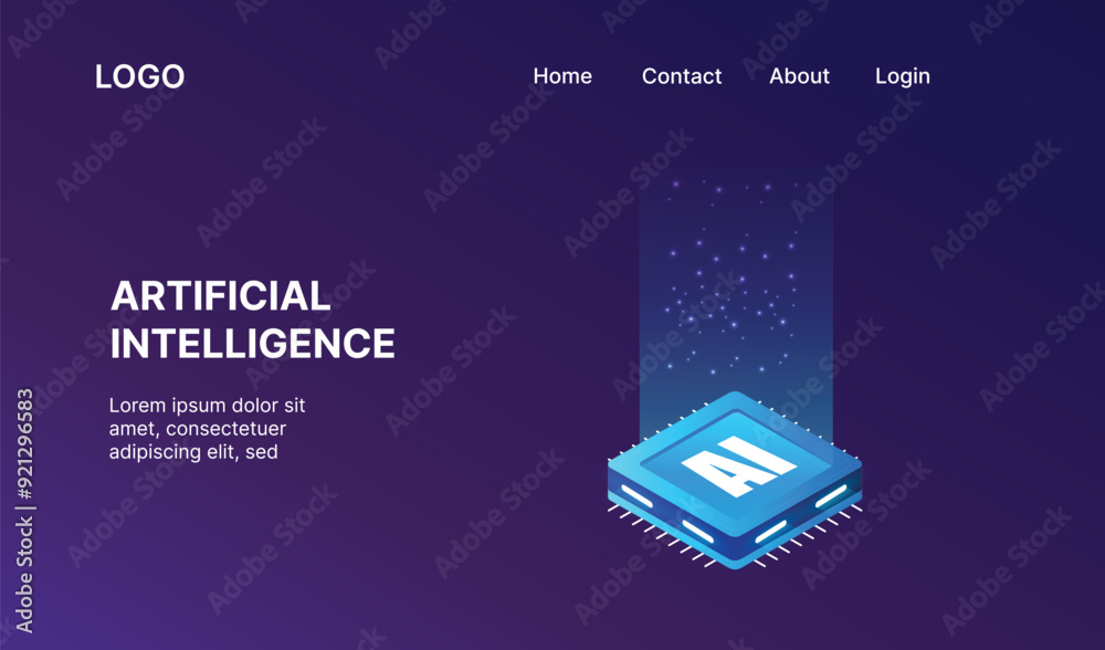 AI (Artificial Intelligence) isometric landing page design, brain ... AI (Artificial Intelligence) isometric landing page design, brain ...