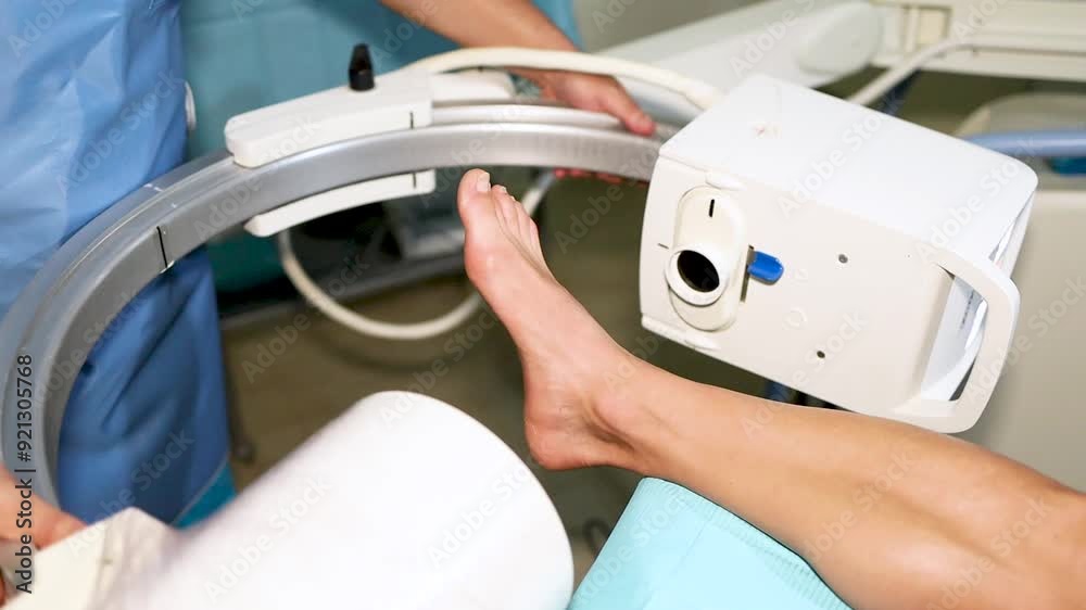 Video of an unrecognizable podiatrist performing a treatment on an ...