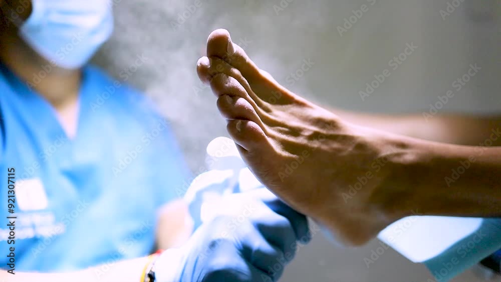 Video of an unrecognizable podiatrist performing a treatment on an ...