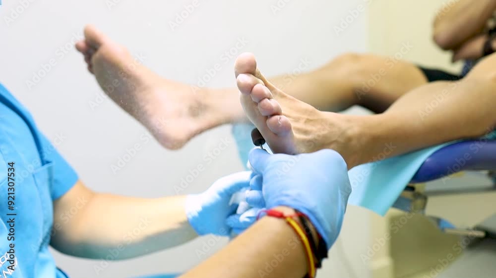 Video of an unrecognizable podiatrist performing a treatment on an ...