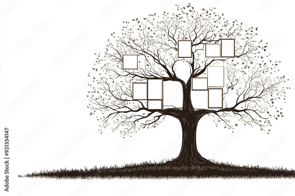 Simple family tree template with empty cells. genealogy, ancestry ...
