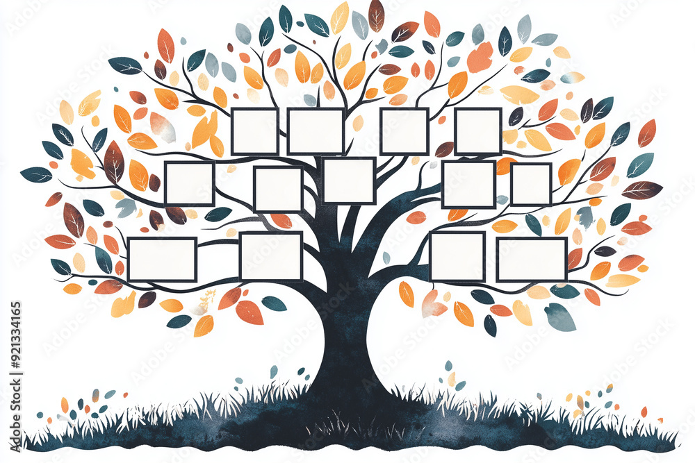 Simple family tree template with empty cells. genealogy, ancestry ...