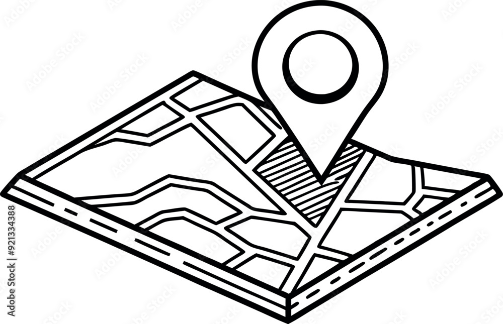 Simple Map Icon with Location Pin Showing Navigation Concept Stock ...