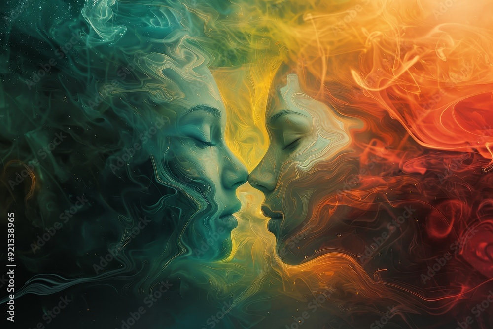 A couple passionately kissing each other in a romantic moment, Layers ...