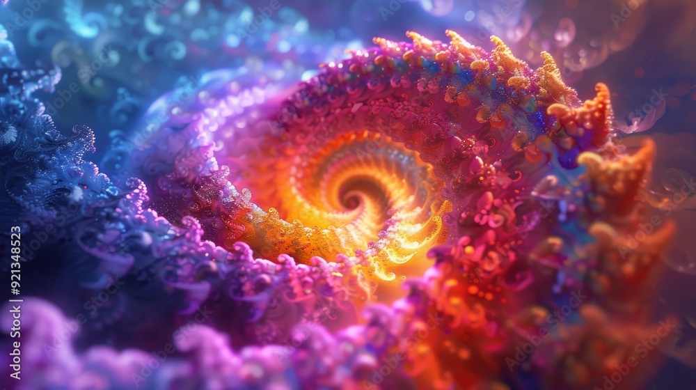 Neon Chromatic Spirals: Spirals rendered with neon chromatic colors ...