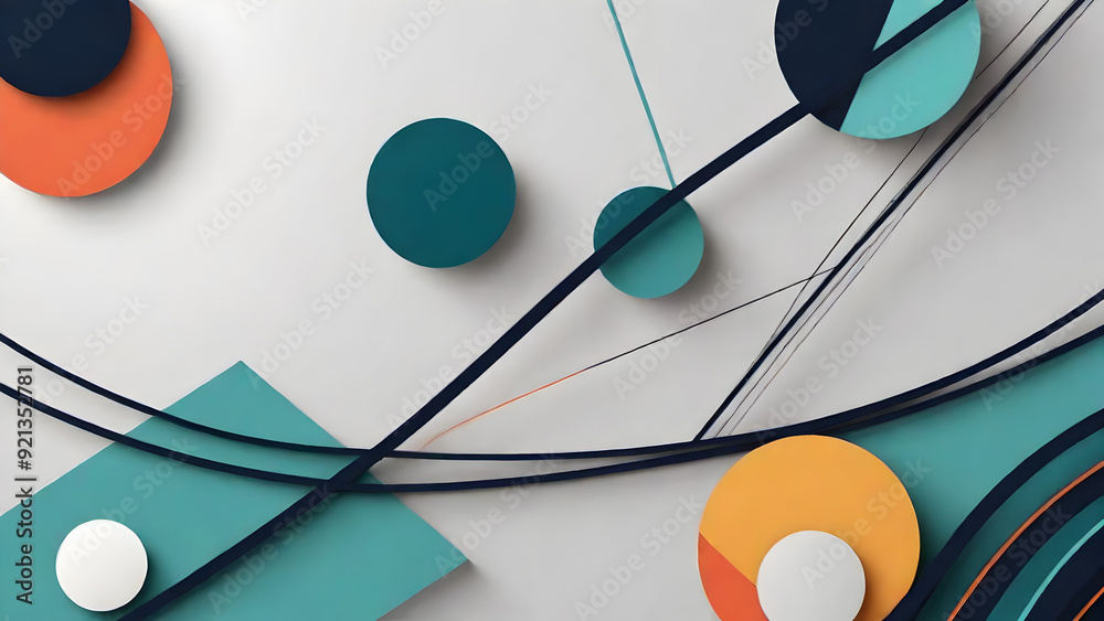 A creative 2D rendering of lines and circles in a dynamic composition ...