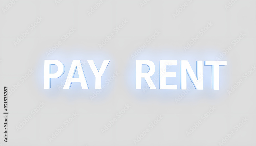 Pay rent is shown using the text isolated with white highlights, png ...