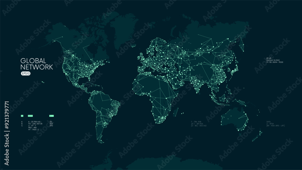 Global social network connection, Futuristic abstract of world ...