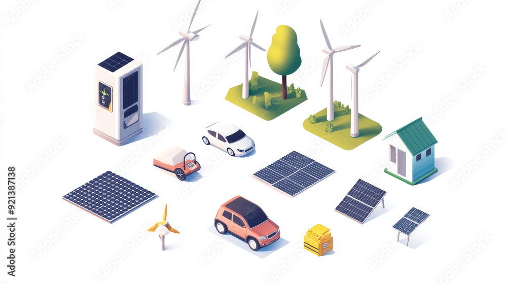 Alternative energy sources like windmills, solar panels, and electric ...