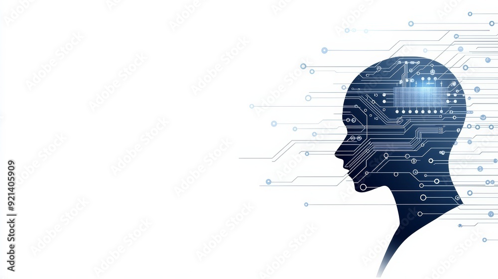 Minimalist human outline blending with a circuit board design ...