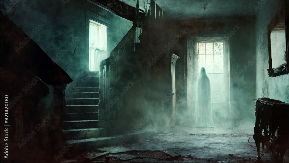 Horror digital painting featuring ghostly apparitions lurking in the ...