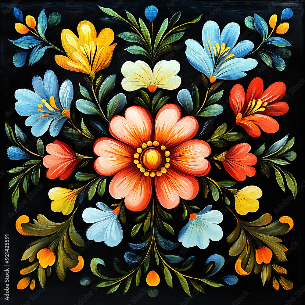 Traditional hand painted tole design for a canal boat or a narrow boat ...