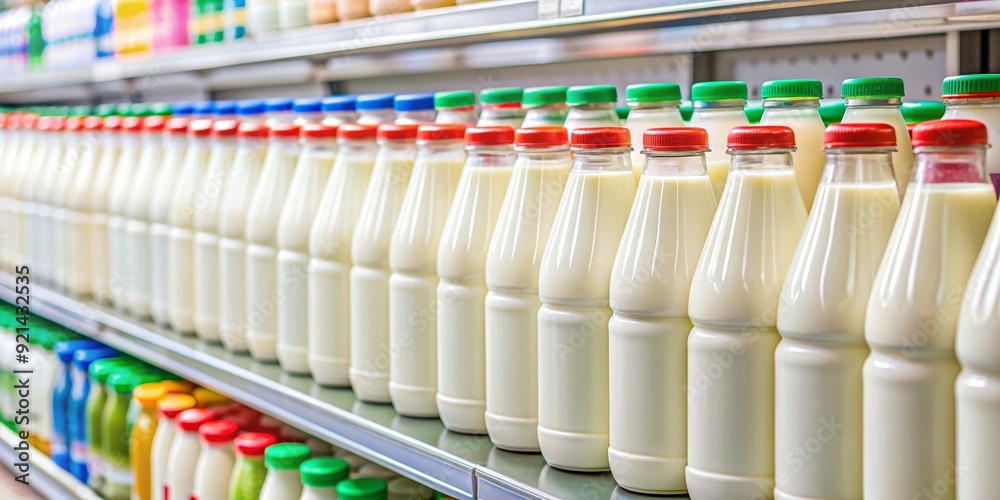Variety of artificial milk for children on display at a supermarket ...