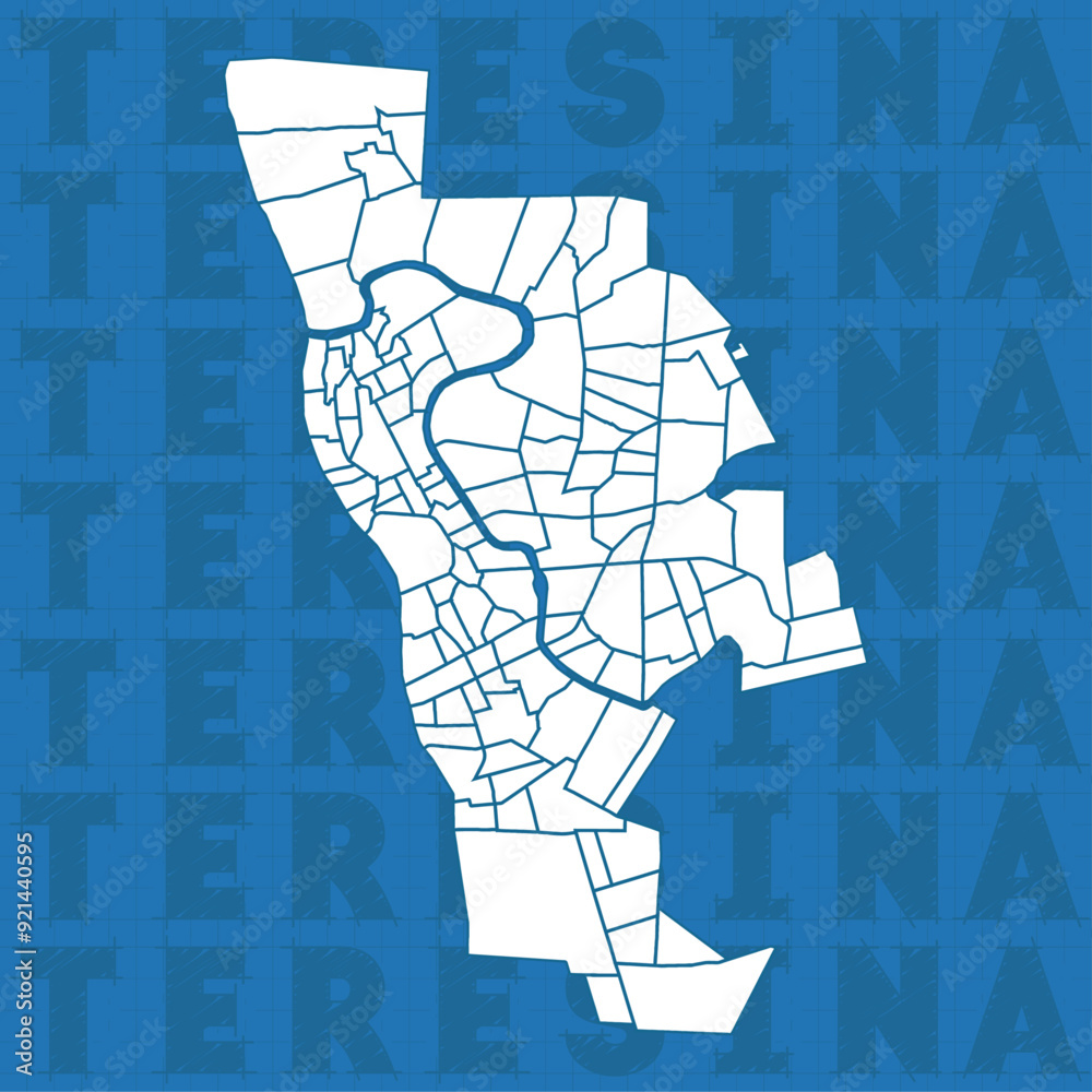 Complete map of the city Teresina, capital of the Brazilian state Piauí ...