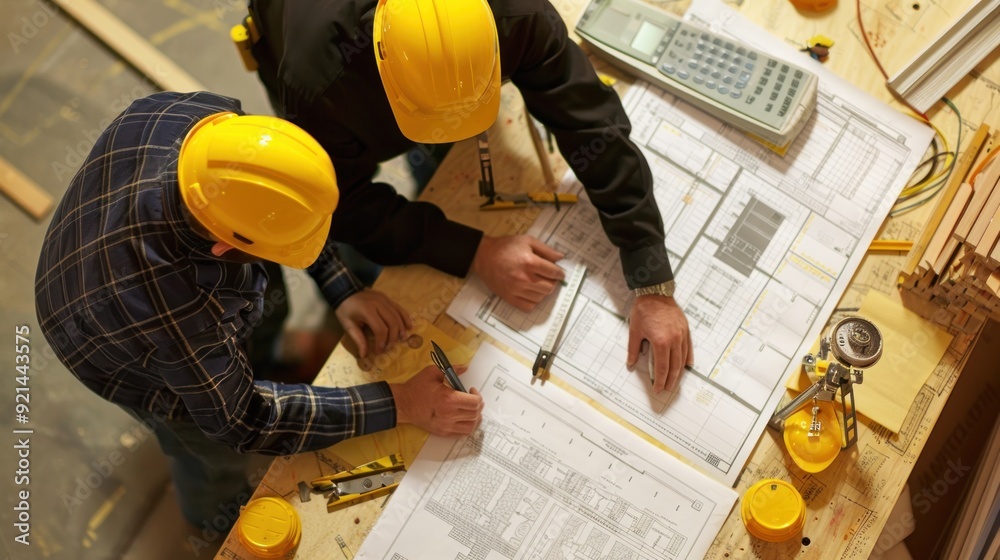 Generate a photo realistic image of a construction project team ...