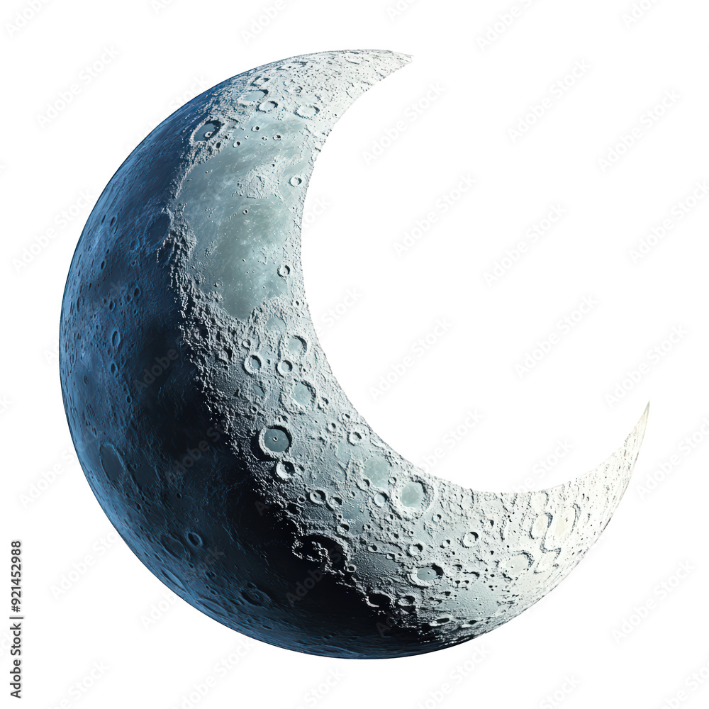 Crescent Moon With Smooth Surface, Isolated On Transparent Png ...