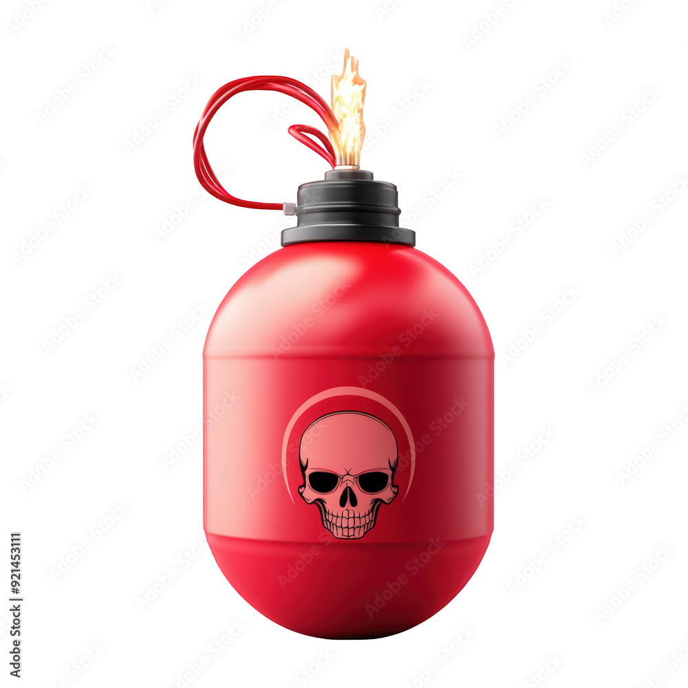 Red Bomb With Skull Symbol And Lit Fuse, Isolated On Transparent Png ...