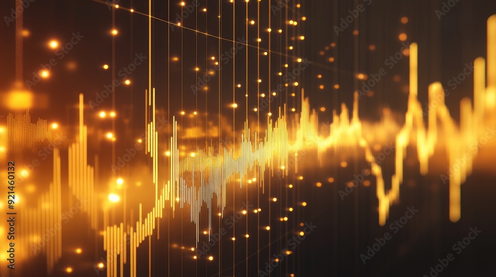Zoomed-in shot of a gold graph with candlestick patterns and trend ...